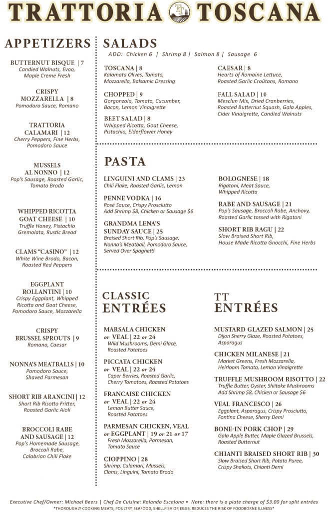 Menus - TRATTORIA TOSCANA