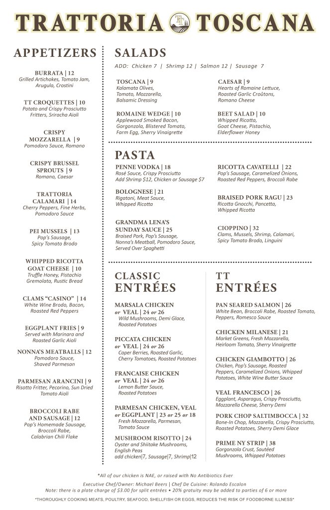 Menus - TRATTORIA TOSCANA