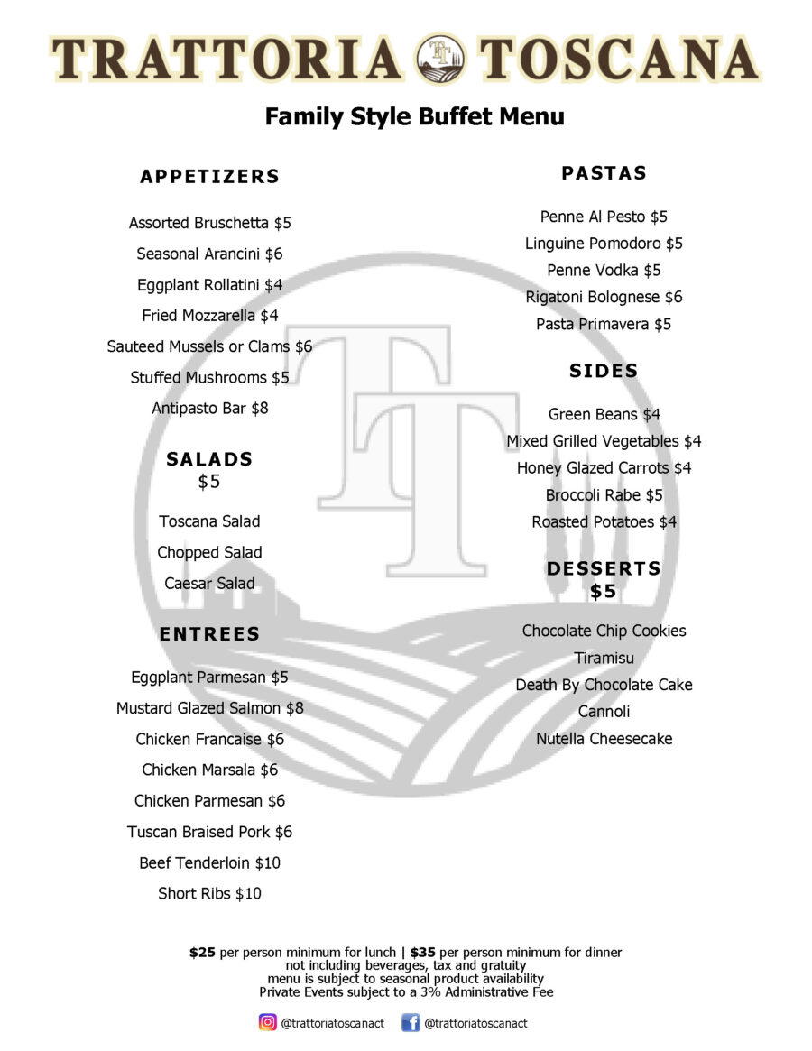Banquets and Catering - TRATTORIA TOSCANA
