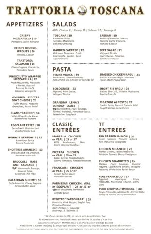 Menus - TRATTORIA TOSCANA